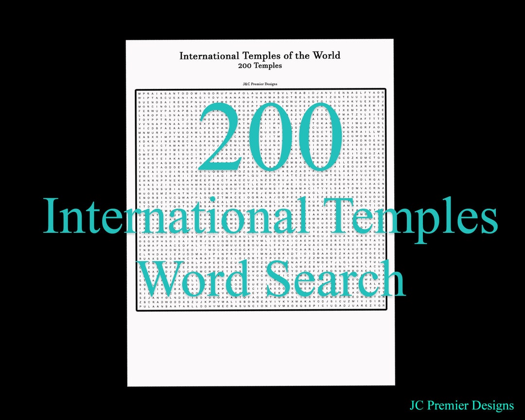 International Temples Word Search Puzzle – 200 Temples (digital ...
