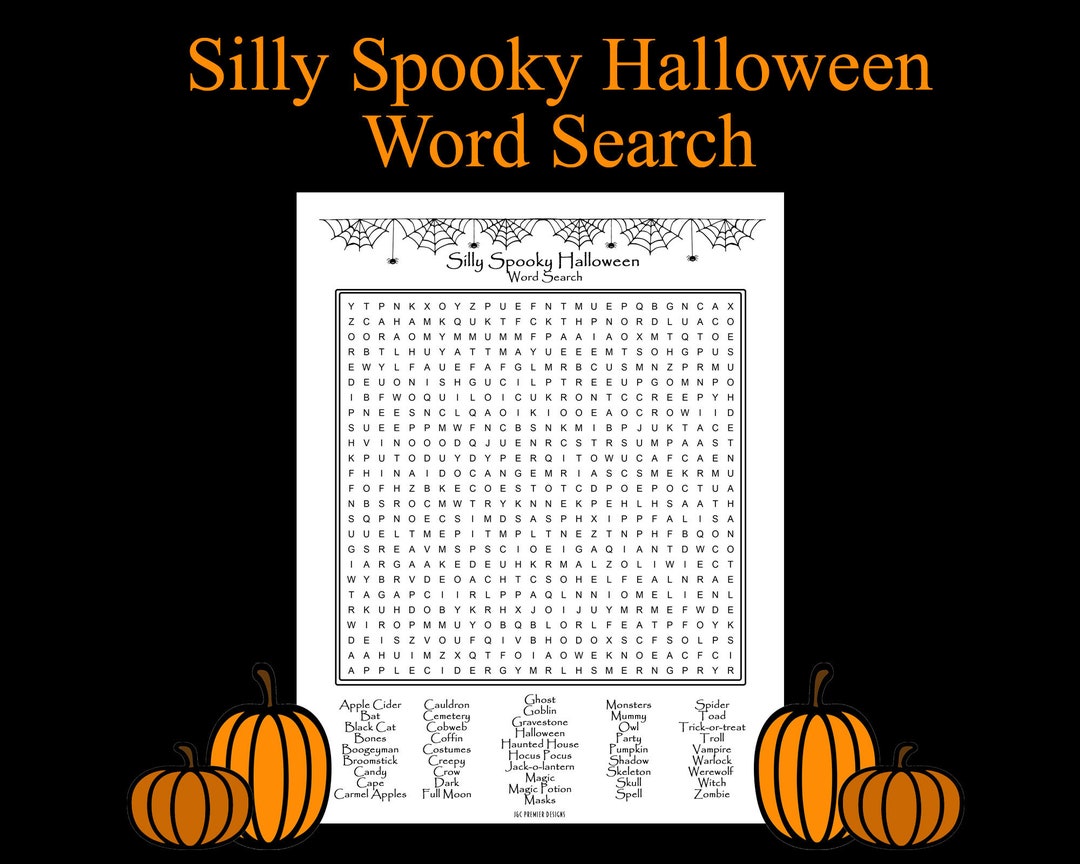 Silly Spooky Halloween Word Search Puzzle (digital Download) - Etsy