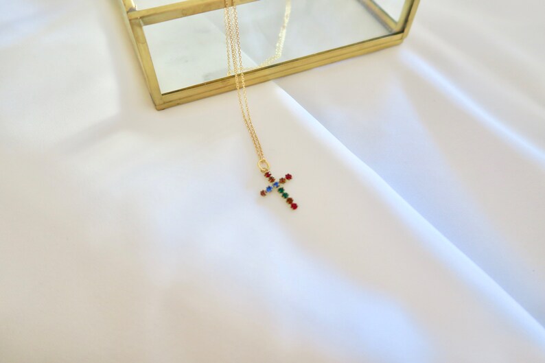 Long Cross Necklace, Swarovski Vintage Cross - Etsy