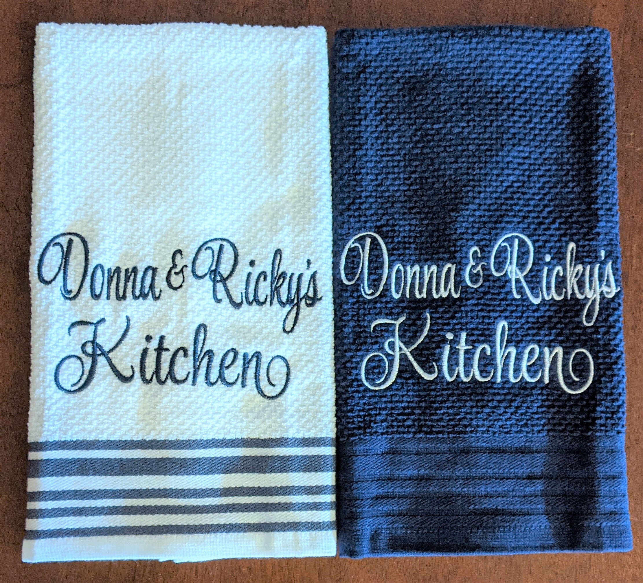 Personalized Embroidered Kitchen Towel Set 2 Pieces - Etsy