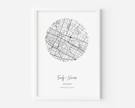 Custom Map Street Home Poster Print Framed Wall Art Location - Etsy