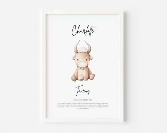 Custom Personalised Star Sign Zodiac Baby Name Child - Etsy