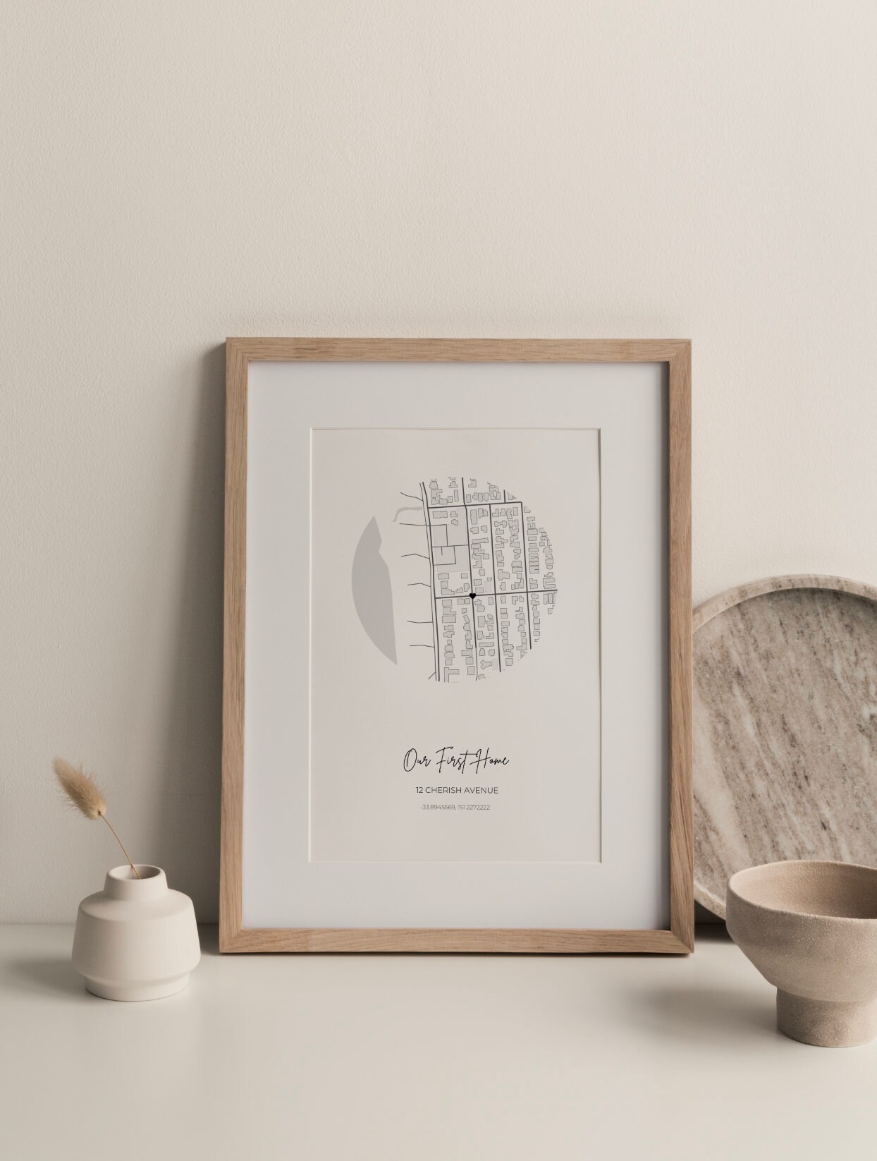 Custom Map Street Home Poster Print Framed Wall Art Location - Etsy