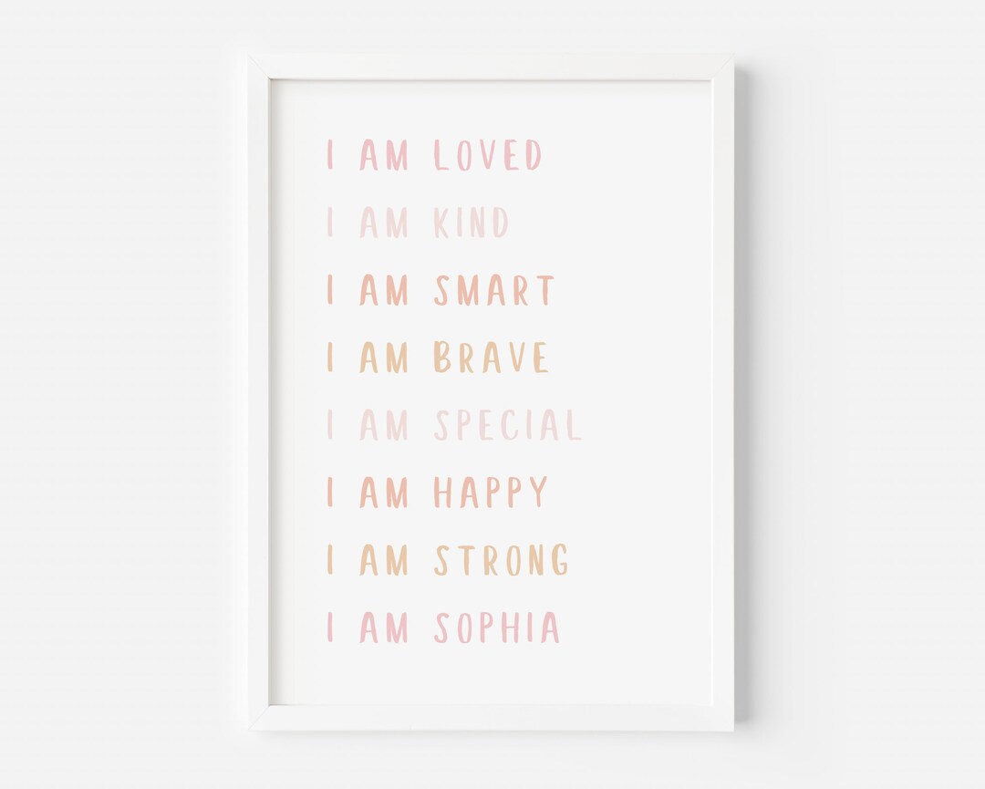 Custom Kids Affirmation Poster Print | Digital Printed Framed Wall Art ...