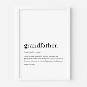 Grandfather Definition Print - Wall Art Poster Framed Fathers Day Dad ...
