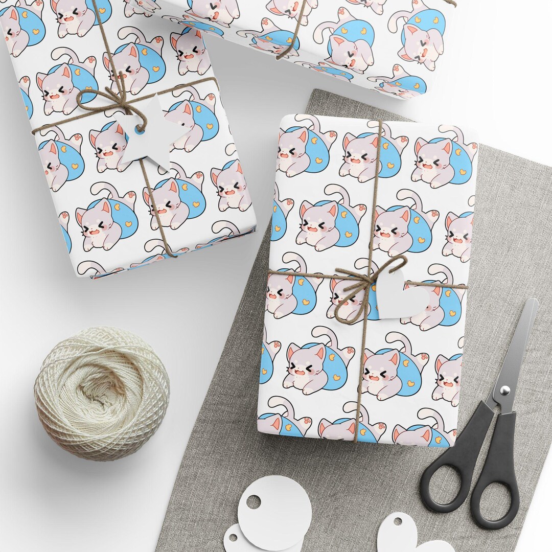 Cat Gift Wrap Custom Anime Chibi Christmas Birthday Gift Baby Present ...