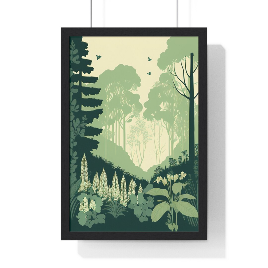 Botanical Greens Flowers Vector Art Artwork, Painting, Illustration ...