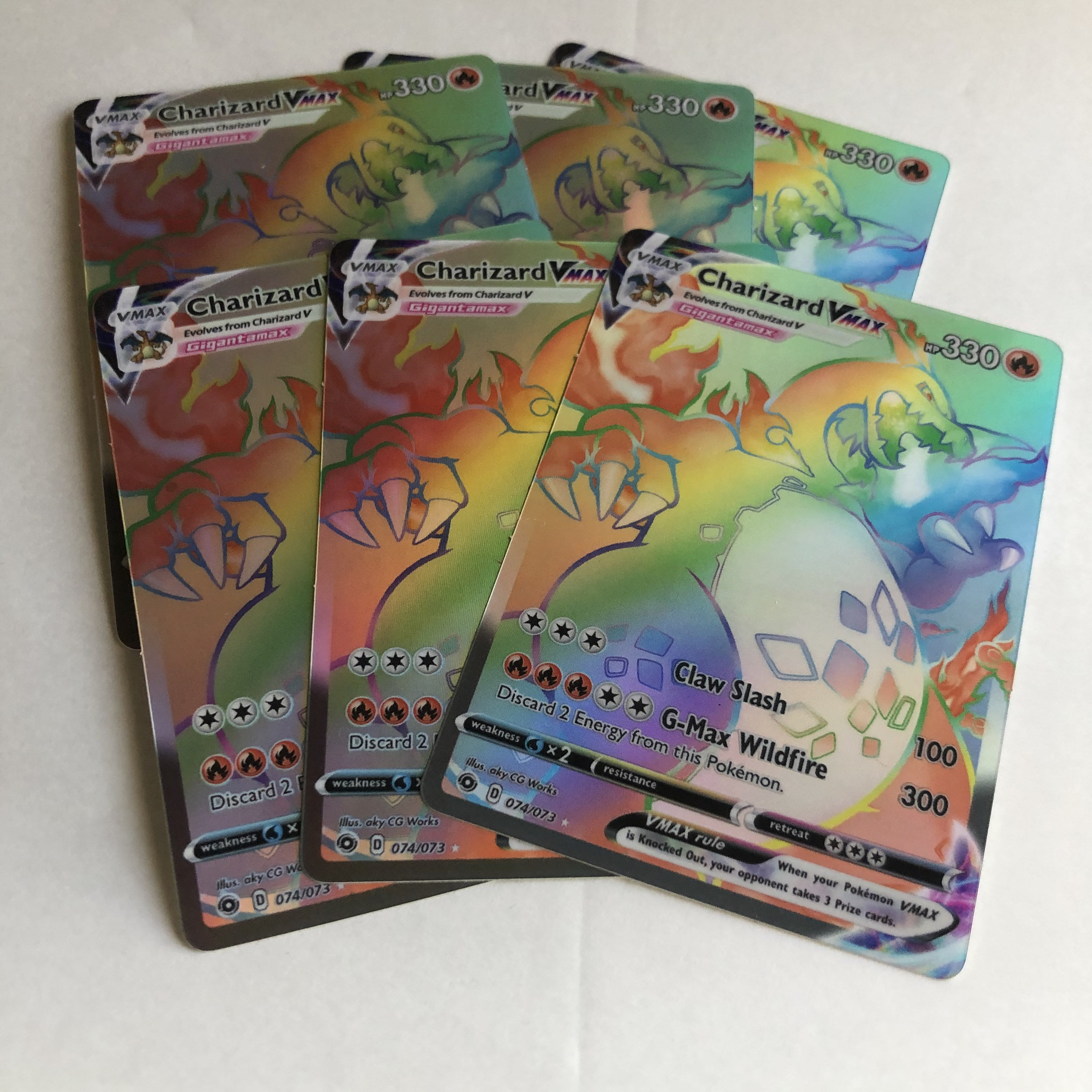 Charizard Vmax Pokémon Card Replica Vinyl Sticker Holographic Rainbow ...