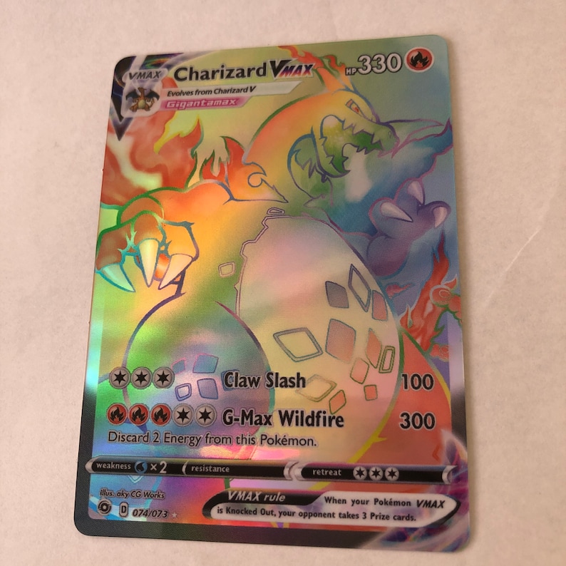 Charizard Vmax Pokémon Card Replica Vinyl Sticker Holographic Rainbow ...
