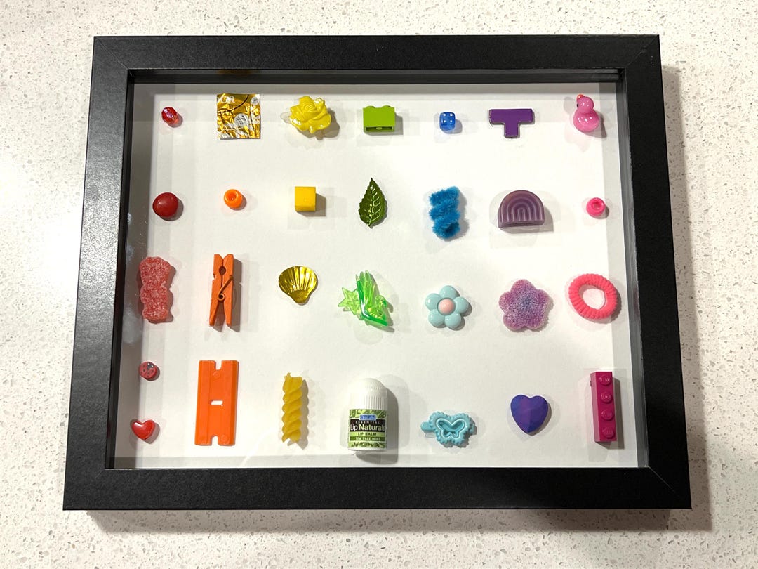 Framed Rainbow Trinket Collage Shadow Box 9x11 ROYGBIV - Etsy
