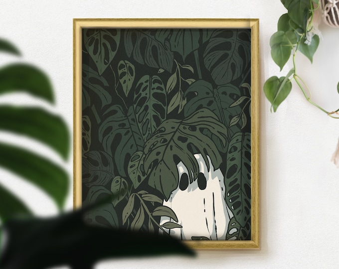 Monstera Ghost Art Print // Tropical Plant Print // Aroid Art for Plant ...