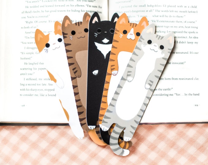 Black Cat Magnetic Bookmark— Cat Bookmark— Cat With Knife Bookmark - Etsy