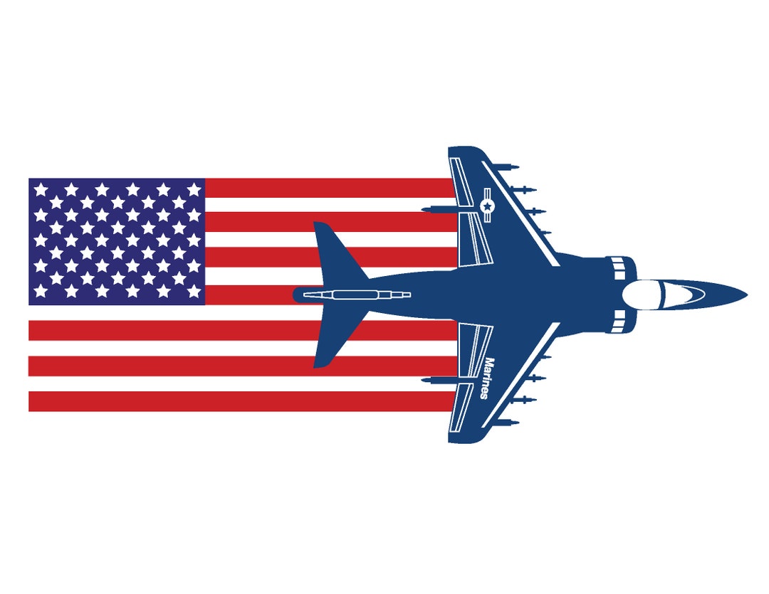 USMC Harrier AV-8B American Flag Sticker - Etsy