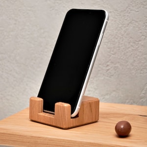 Oak Wood Phone Stand: Scandinavian Desk Decor - Etsy