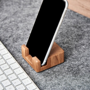 Oak Wood Phone Stand: Scandinavian Desk Decor - Etsy