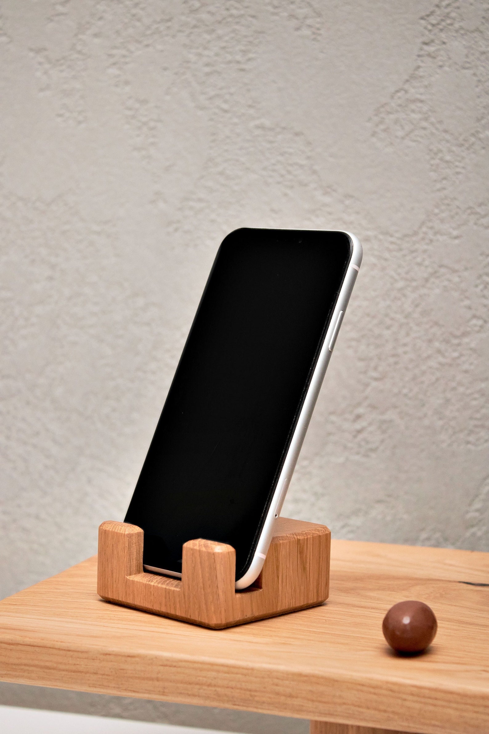 Oak Wood Phone Stand: Scandinavian Desk Decor - Etsy
