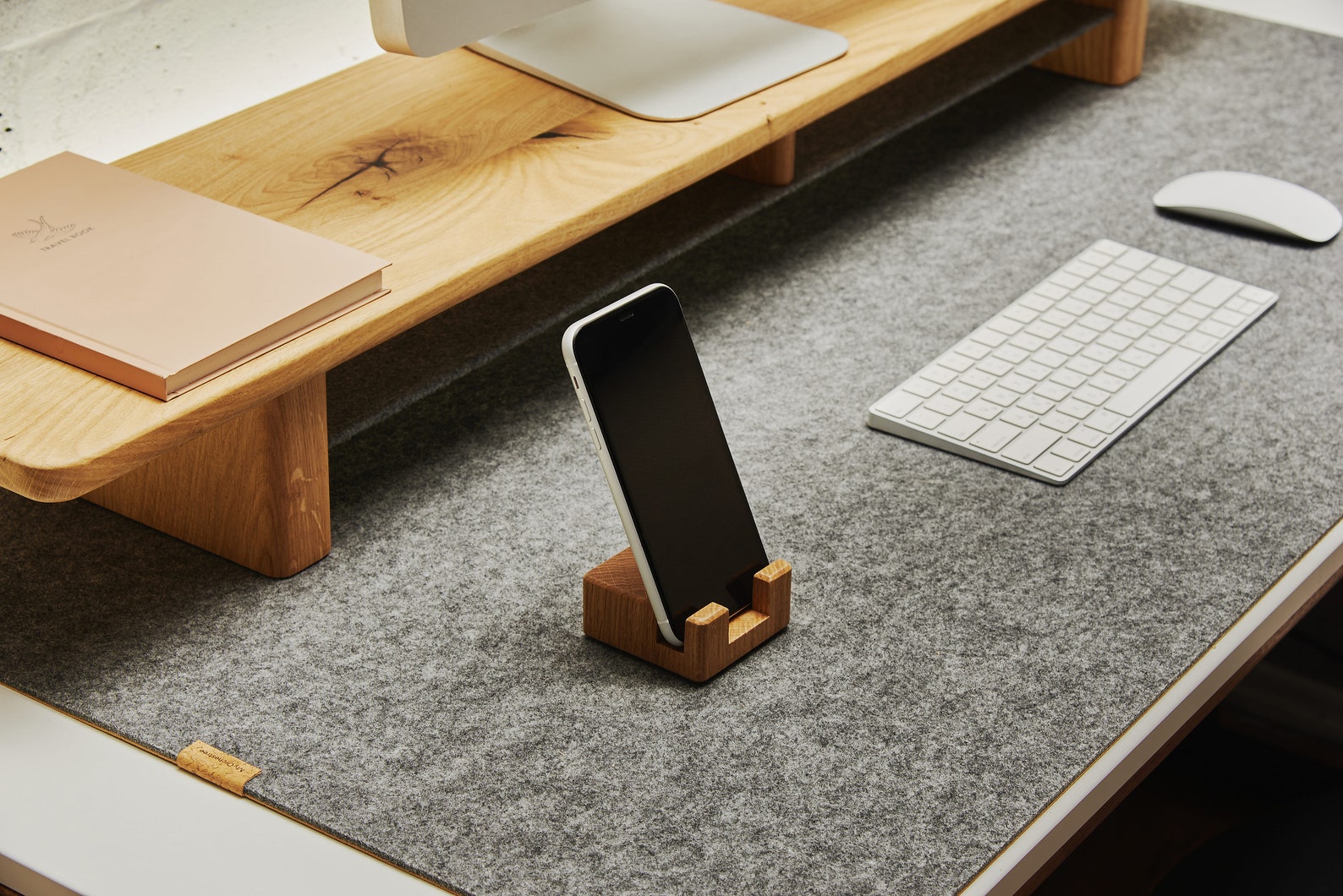 Oak Wood Phone Stand: Scandinavian Desk Decor - Etsy