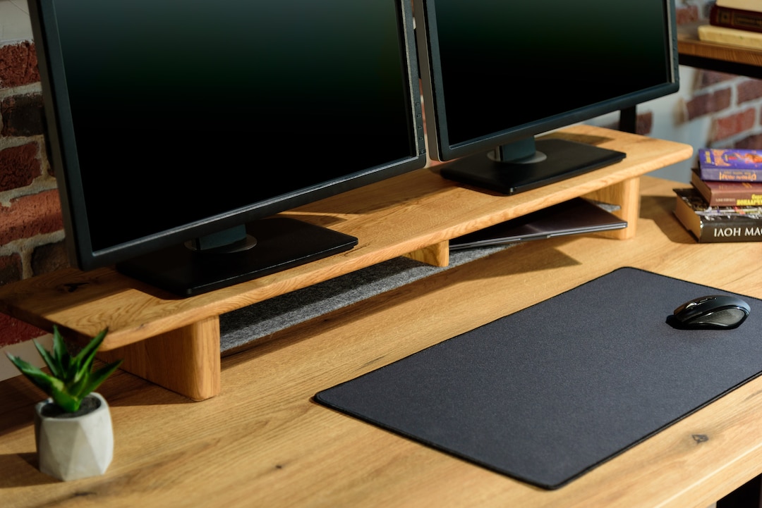 Double Monitor Stand, Desk Organizer, Monitor Riser, Desk Shelf, Dual ...