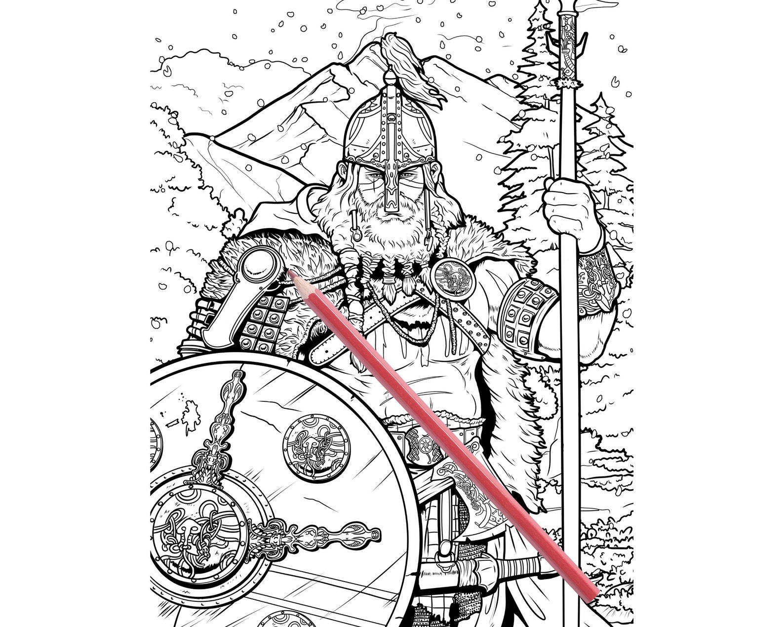 Berserker Viking Coloring Page - Etsy