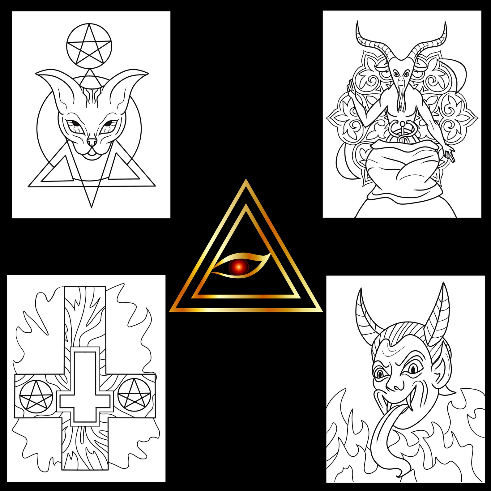 Satanism Coloring Book, 30 Coloring Sheets, Baphomet Print, Satanic ...
