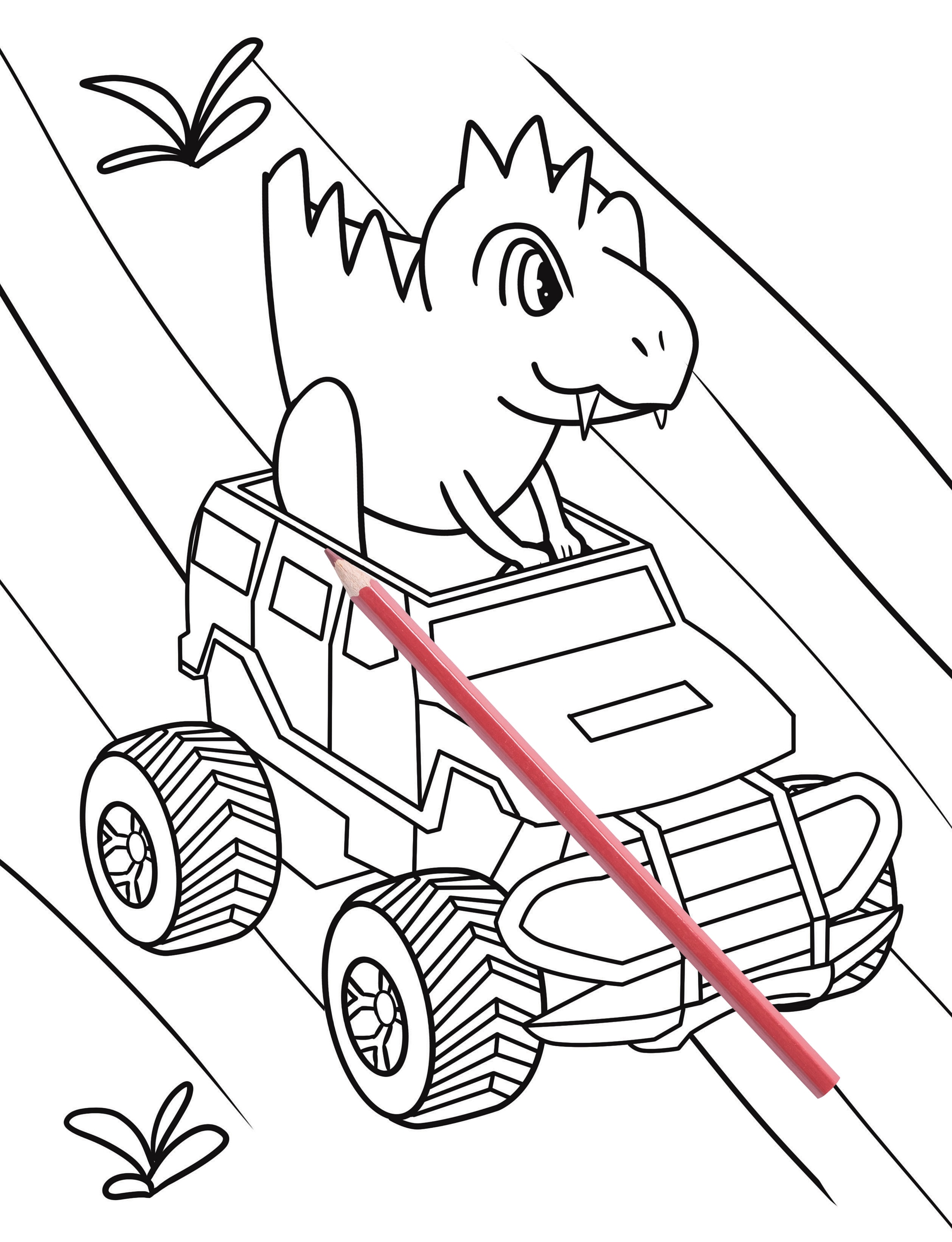 Dinosaur Coloring Book, Monster Truck Coloring Book, 30 Coloring Pages ...