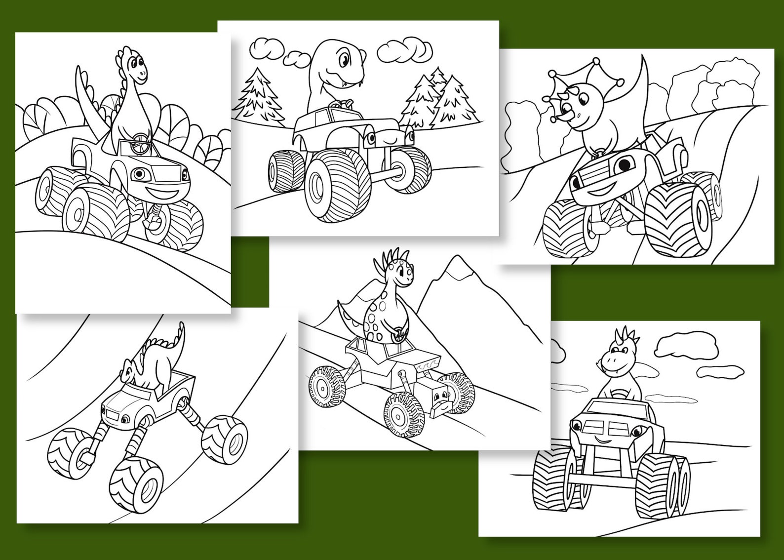 Dinosaur Coloring Book, Monster Truck Coloring Book, 30 Coloring Pages ...