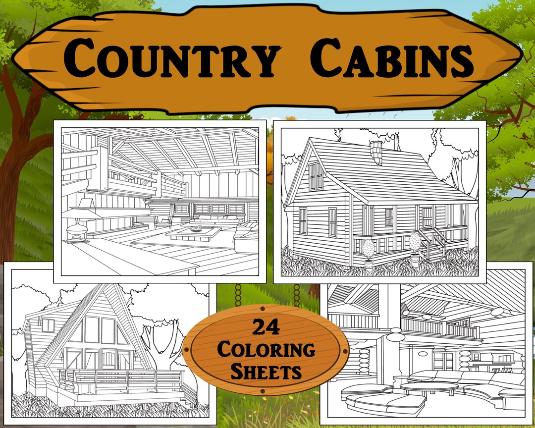 Country Cabins Coloring Book, Country Charm, Romantic Coloring, Stress ...