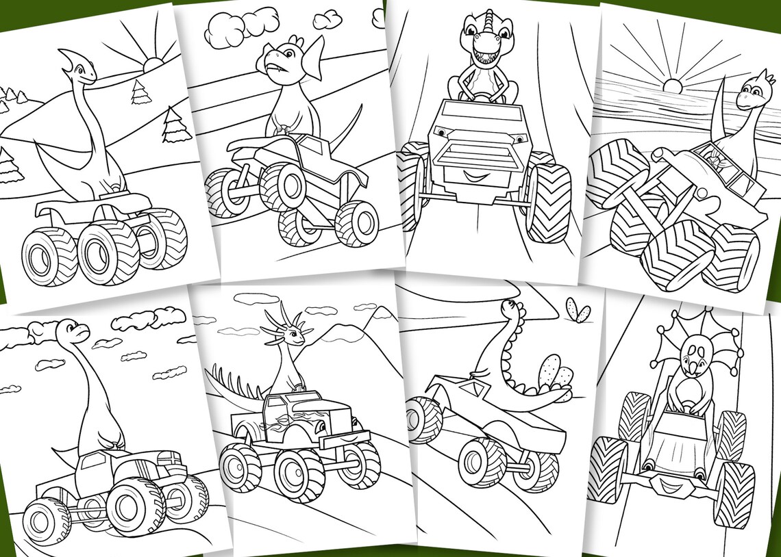 Dinosaur Coloring Book, Monster Truck Coloring Book, 30 Coloring Pages ...