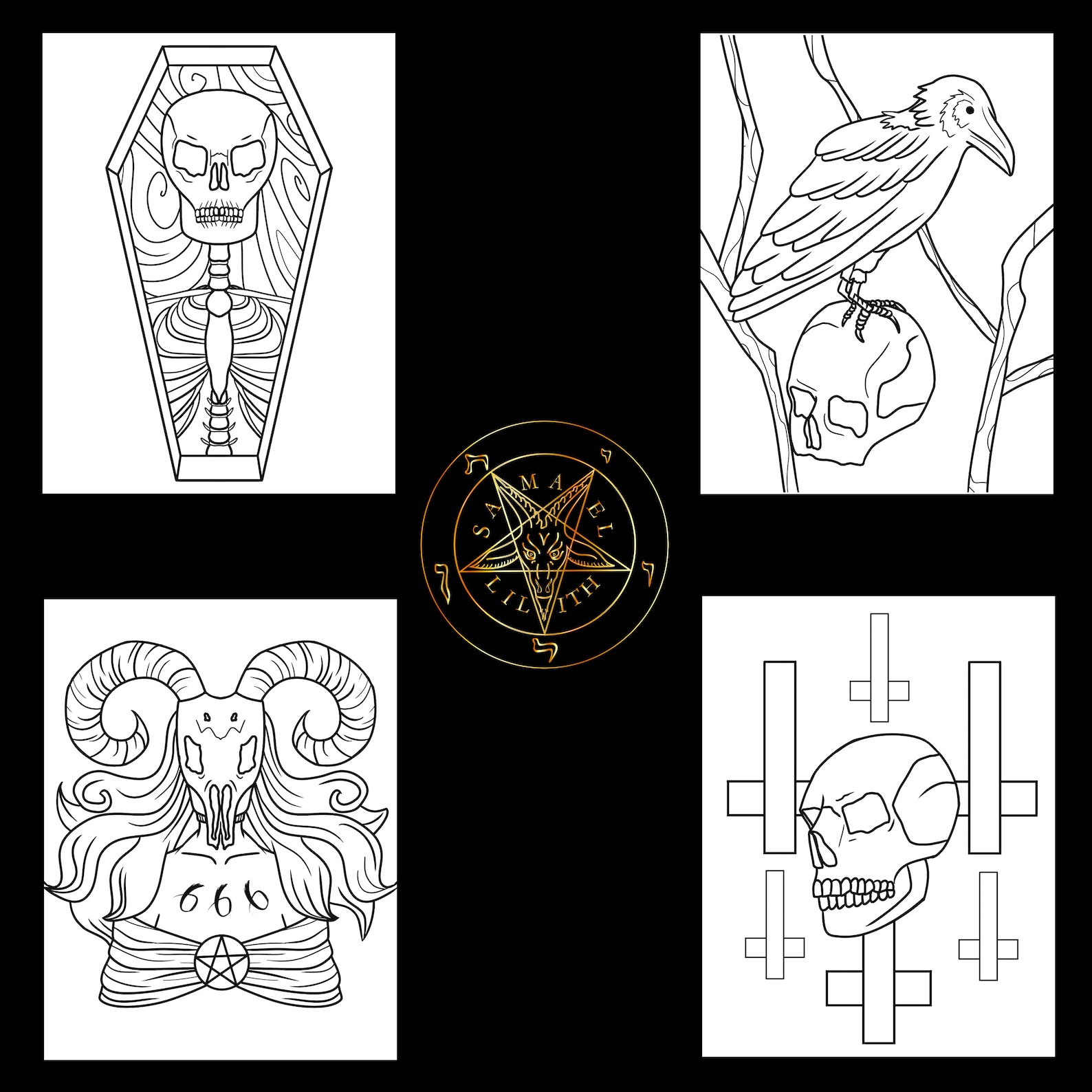 Satanism Coloring Book, 30 Coloring Sheets, Baphomet Print, Satanic ...