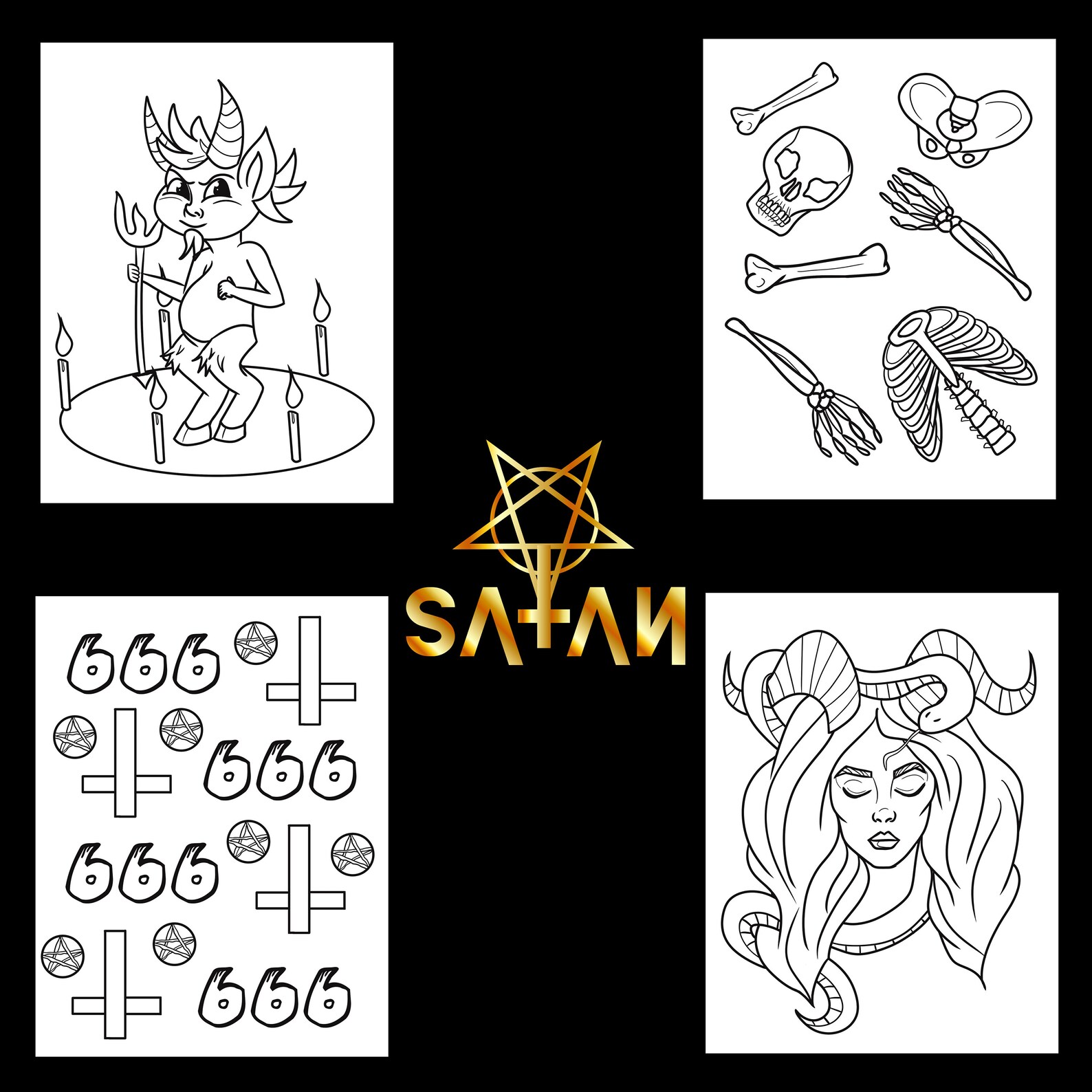 Satanism Coloring Book, 30 Coloring Sheets, Baphomet Print, Satanic ...