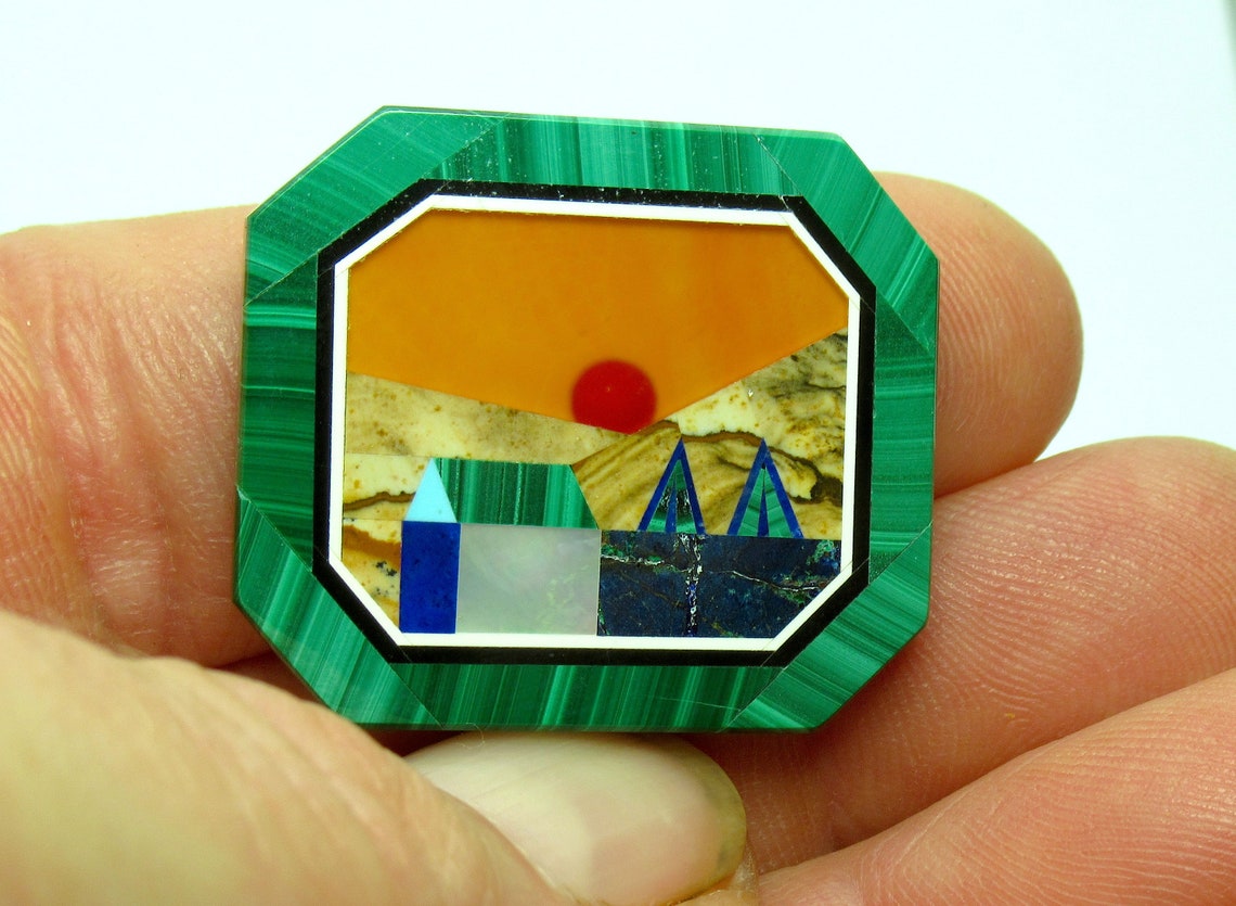 Handmade Natural Malachite Intarsia Stone Inlay - Etsy