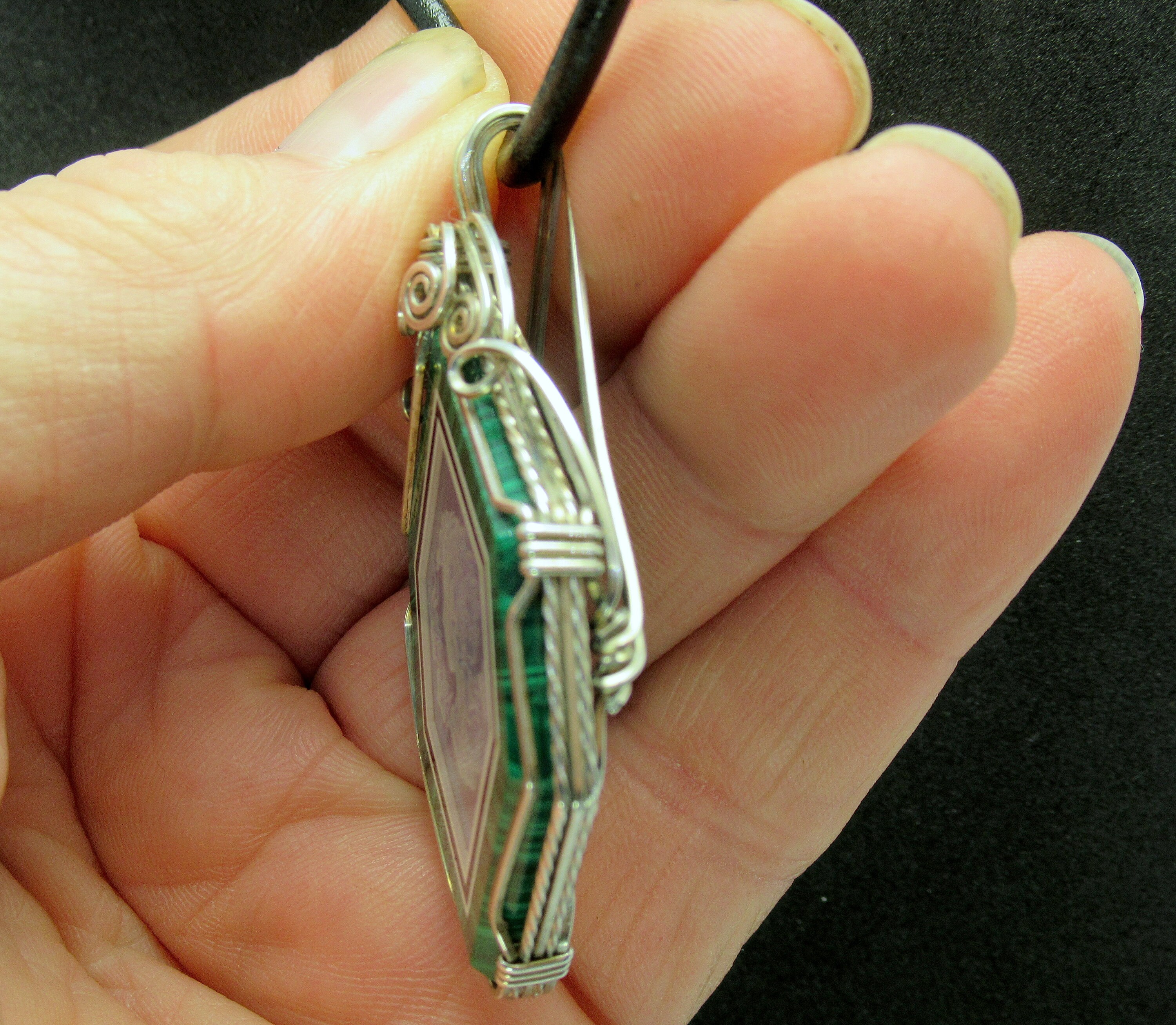 Handmade Gem Cameo Intarsia Pendant .925 Solid Silver - Etsy UK