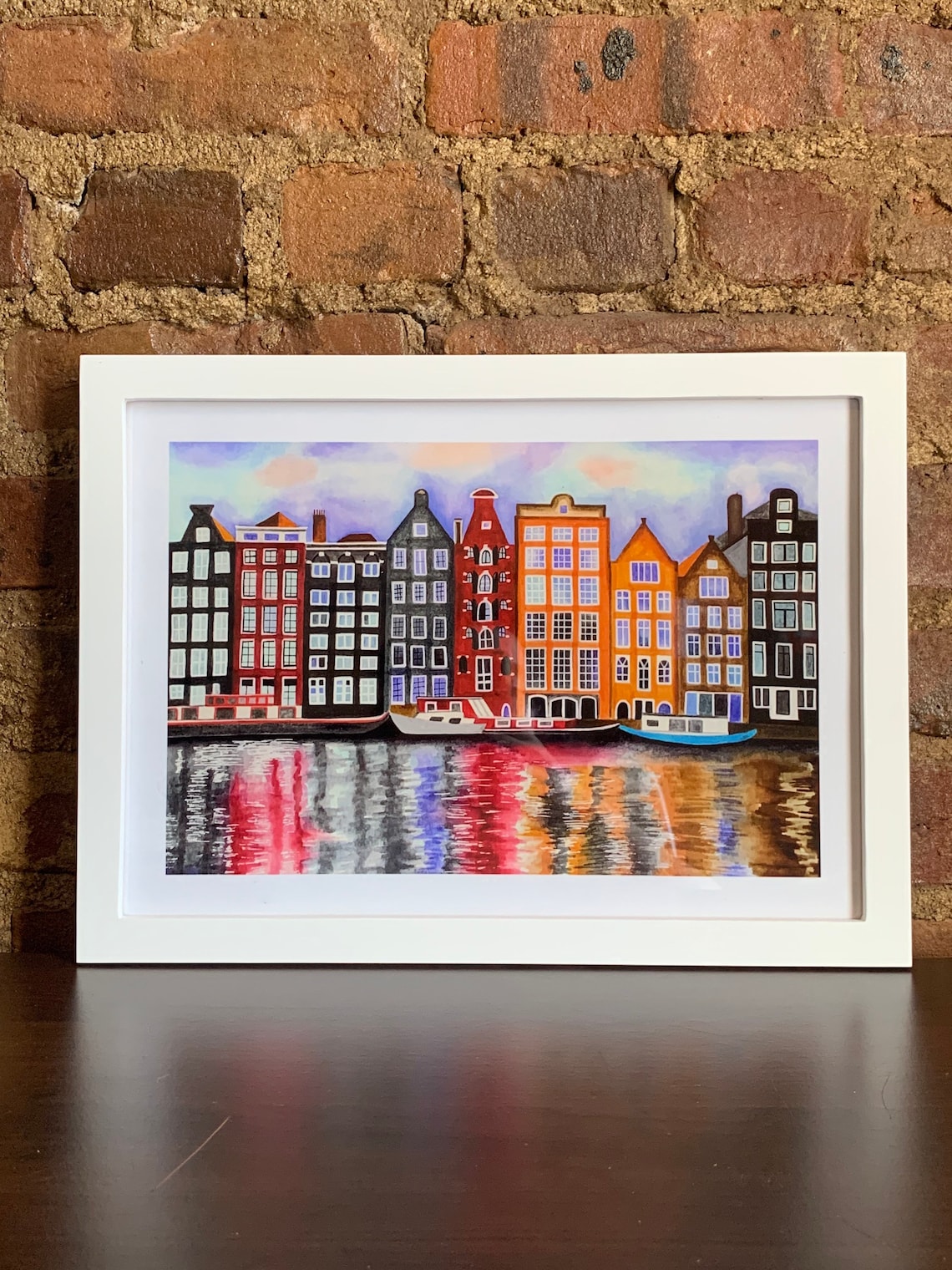Amsterdam Art Print, Amsterdam Painting, Canal Houses Print, Cityscape ...