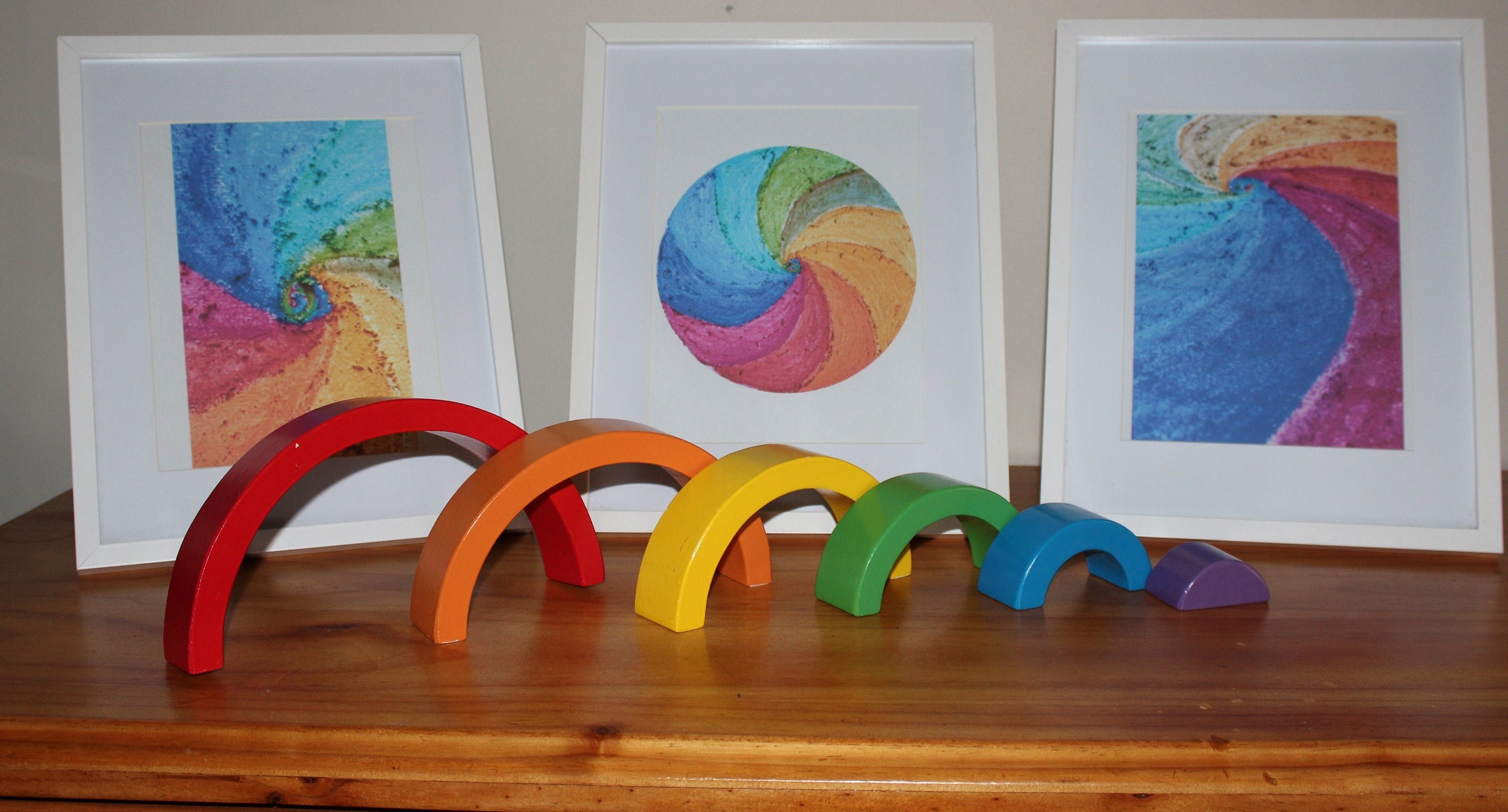 Pastel Rainbow Triptych - Etsy