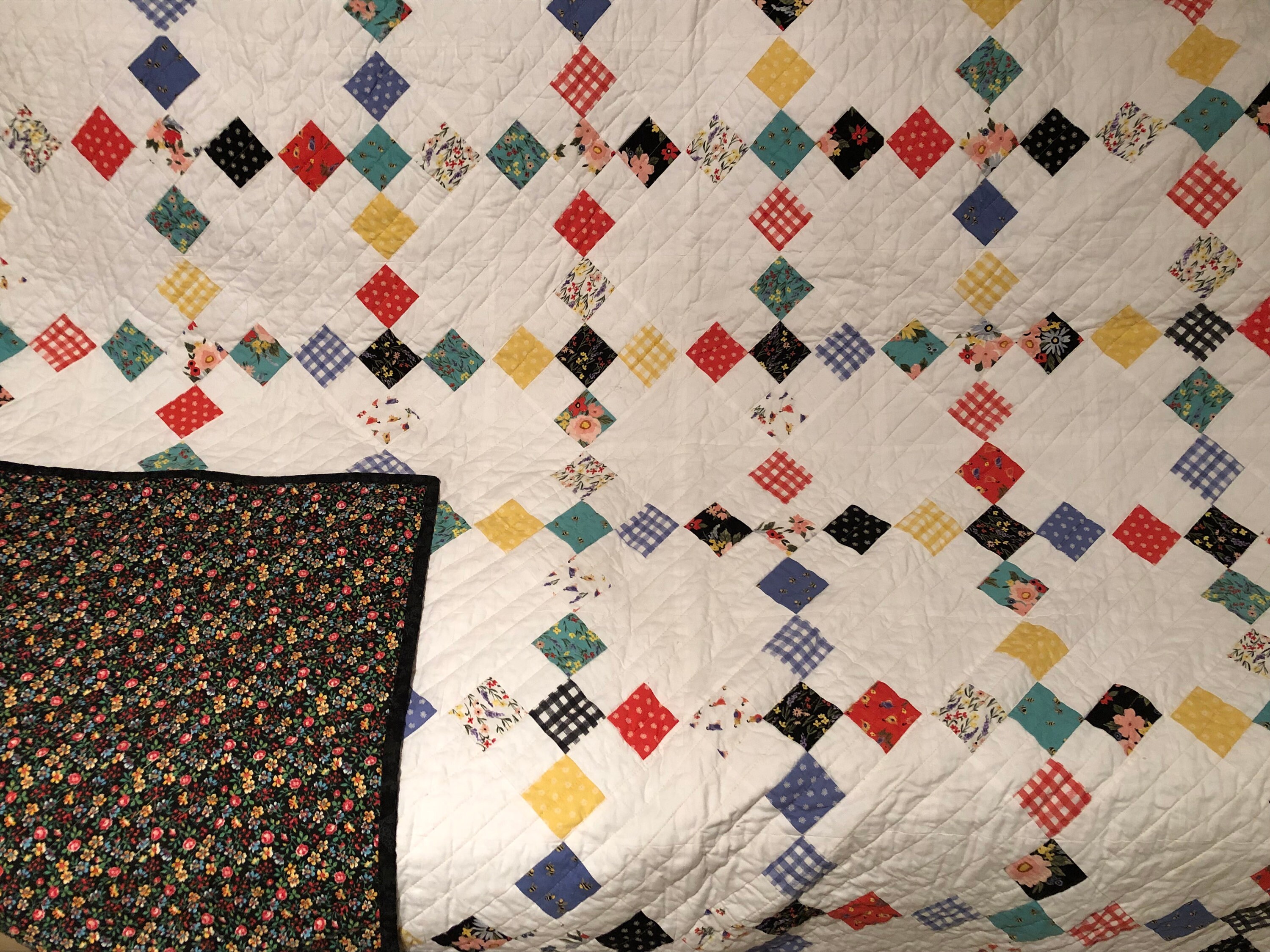 Patchwork Nine Patch on Point Twin Size Quilt - Etsy