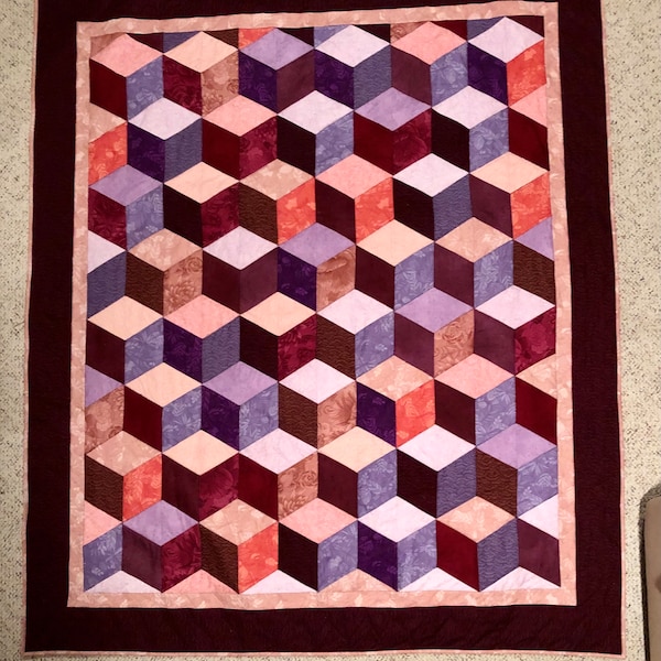 Tumbling Block Quilt - Etsy