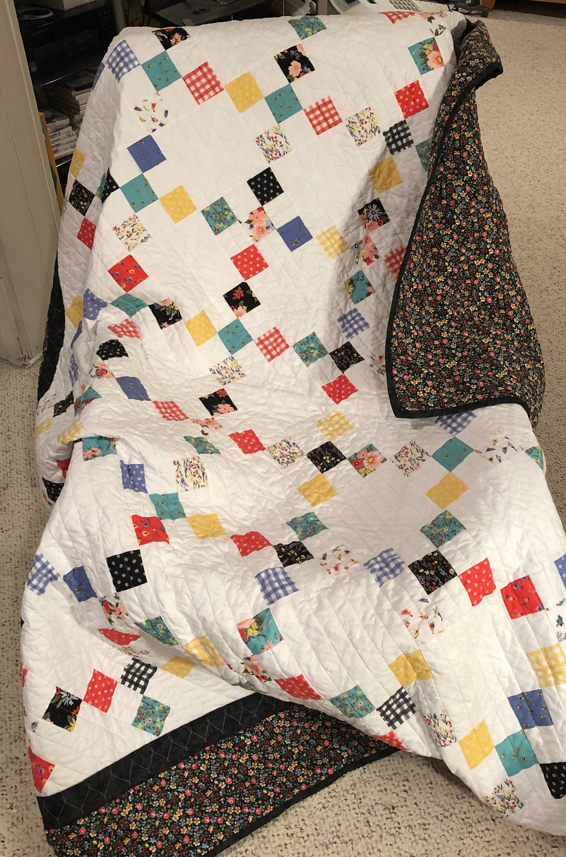 Patchwork Nine Patch on Point Twin Size Quilt - Etsy