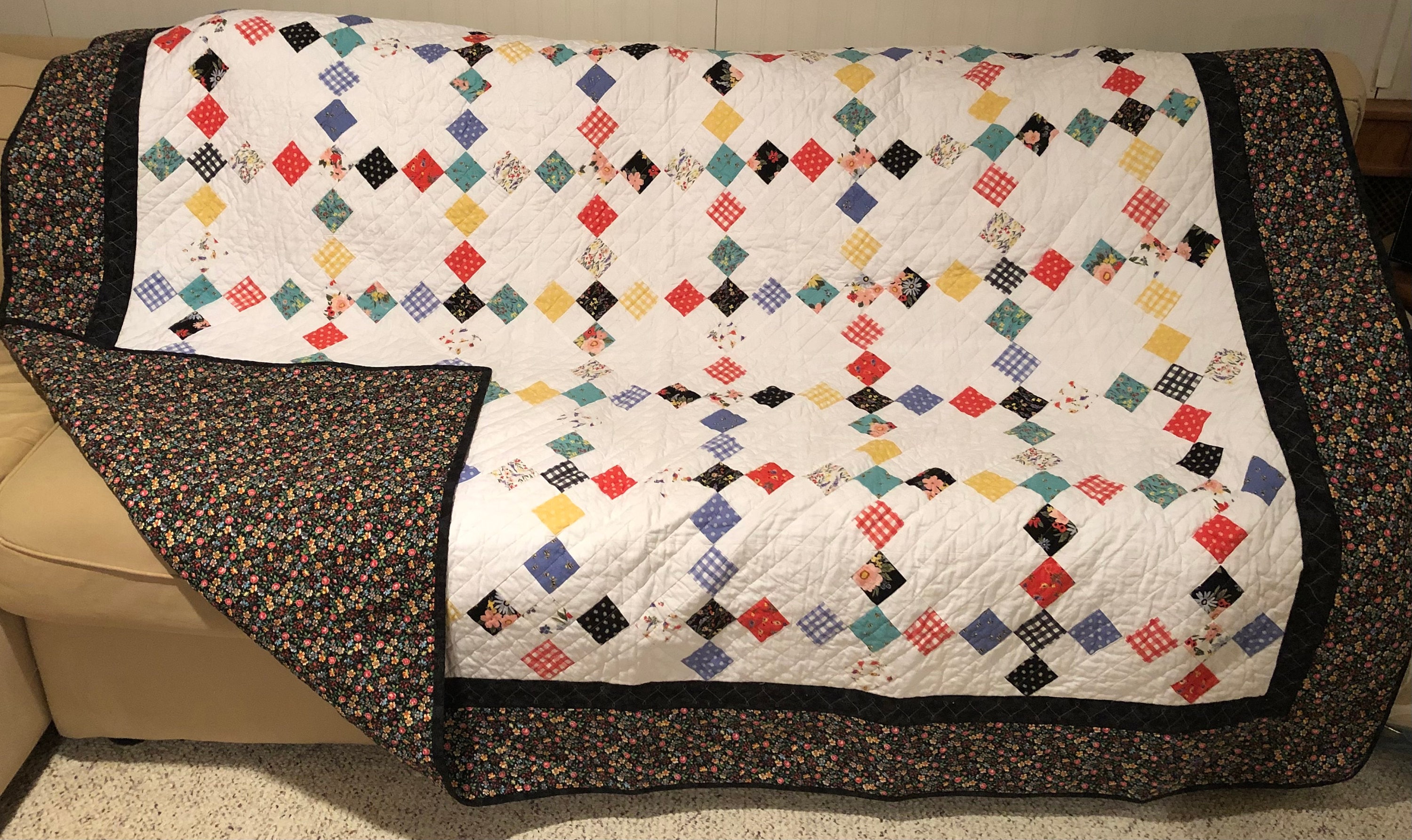 Patchwork Nine Patch on Point Twin Size Quilt - Etsy