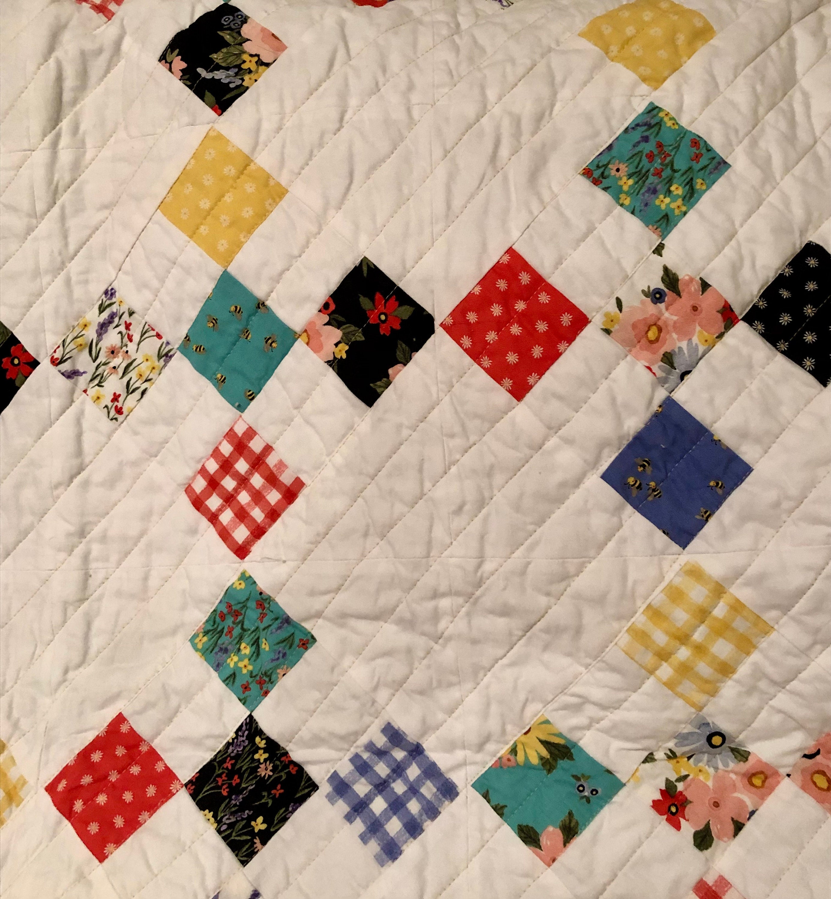 Patchwork Nine Patch on Point Twin Size Quilt - Etsy