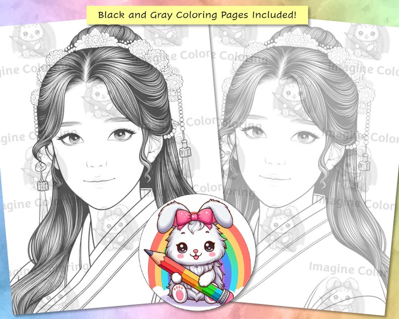 Korean Princess by Imagine Coloring Premium Printable Adult Coloring ...