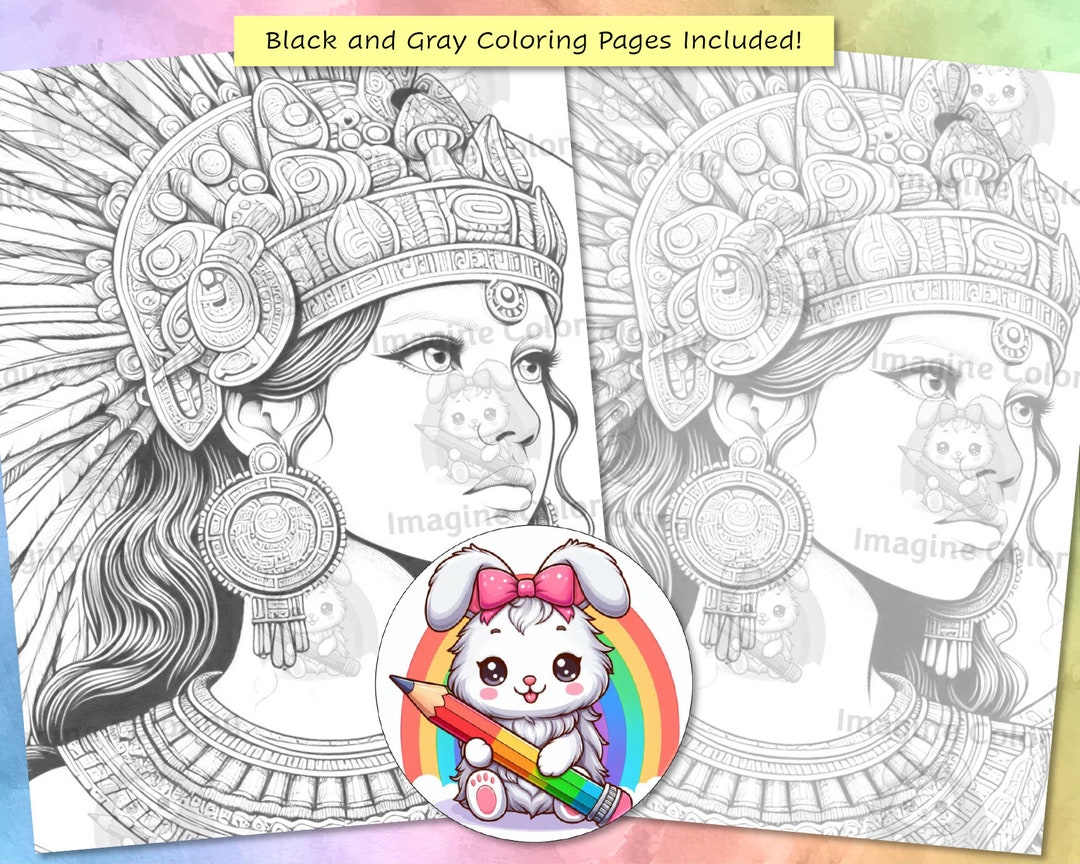 Mayan Princess by Imagine Coloring Premium Printable Adult Coloring ...