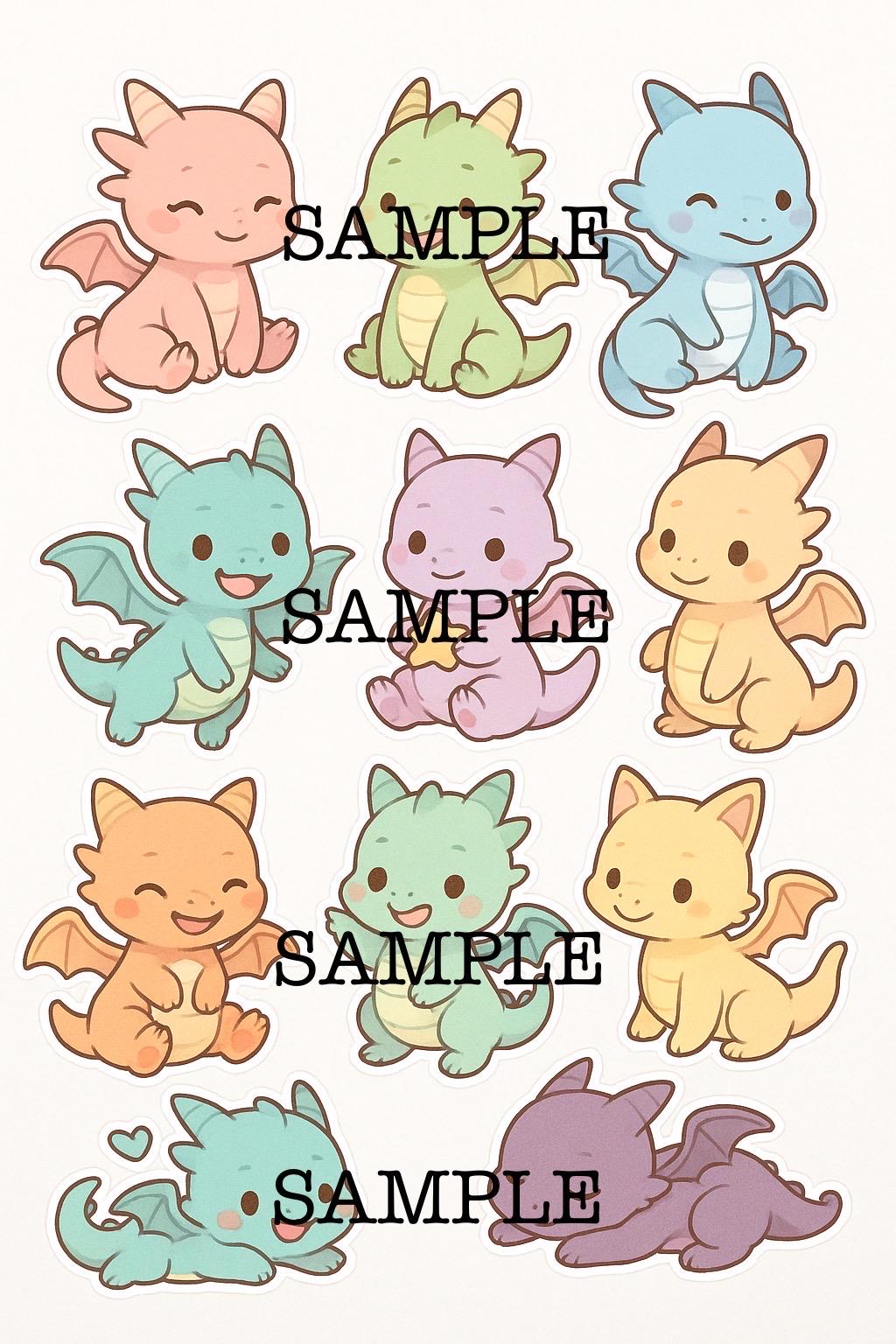 Cutesy Pastel Dragons Stickers Digital Download Ready to Print - Etsy