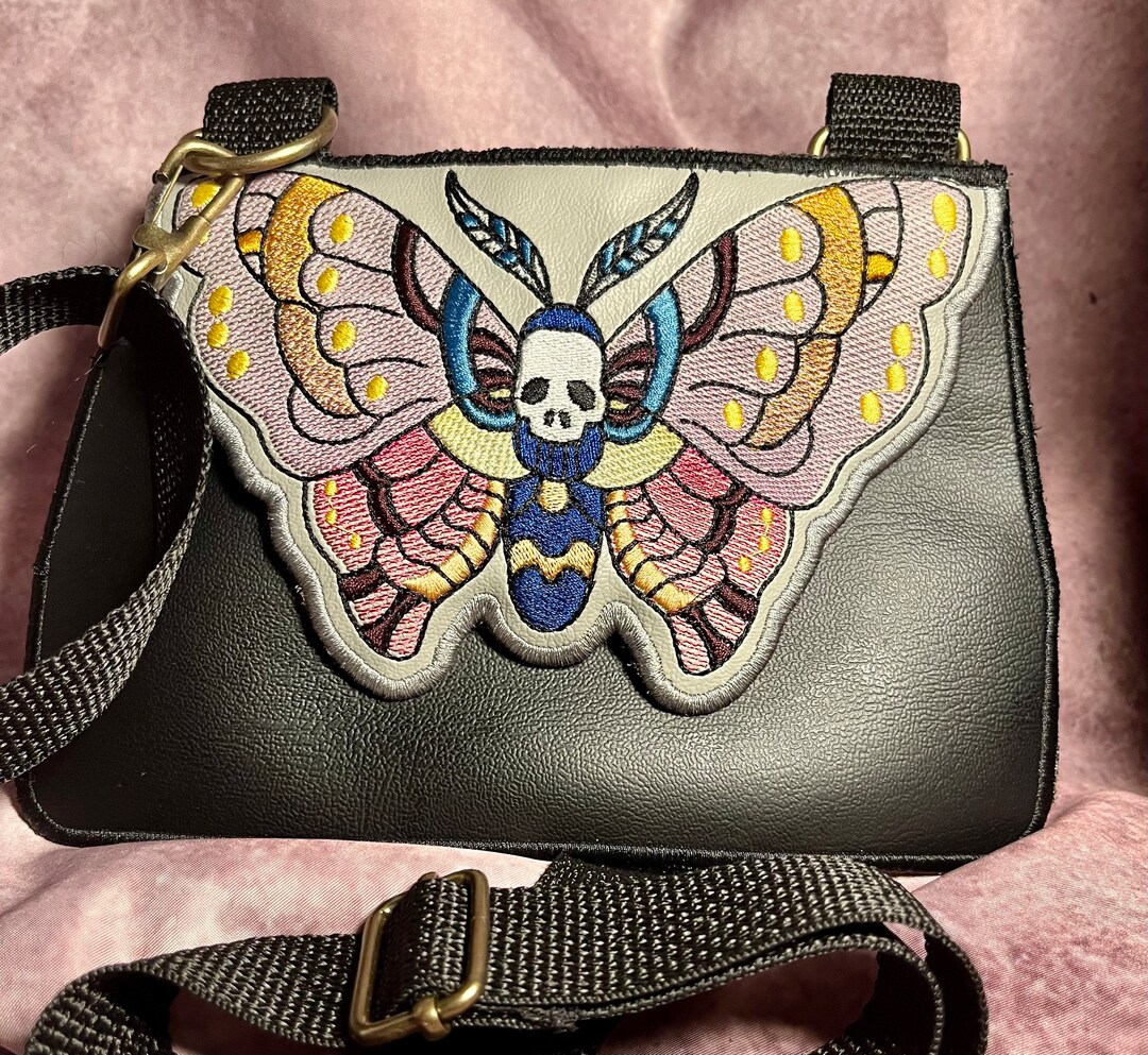 Embroidered Death”s Head Moth Crossbody Bag. Clutch Purse - Etsy