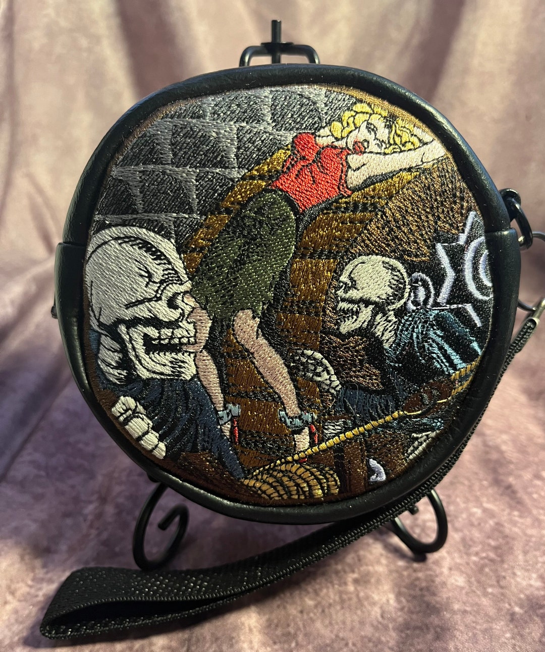 Torture Dungeon Retro Horror Embroidered Round Wristlet Vegan Bag - Etsy