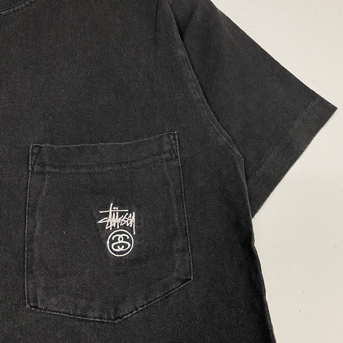 Rare Vintage 90's STUSSY Small Embroidered Logo Pocket T Shirt Extra ...