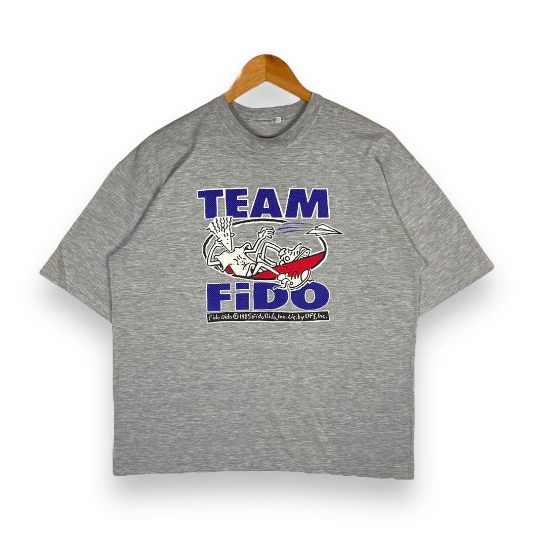 Rare Vintage FIDO DIDO Team Fido Cartoon T Shirt Free Size Fits Large ...