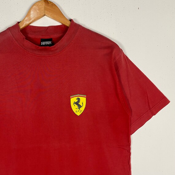 Rare!! Vintage 1999 FERRARI Logo Sunfaded T Shirt Sma… - Gem