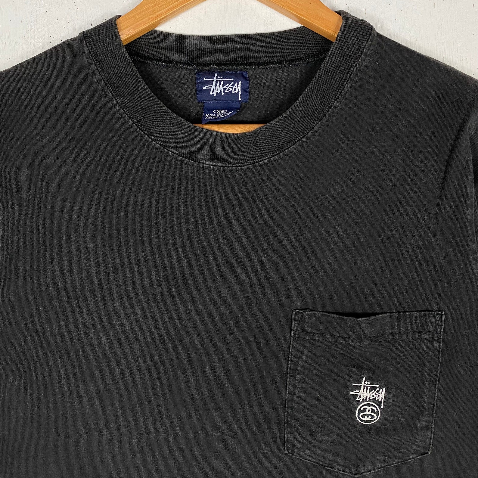 Rare Vintage 90's STUSSY Small Embroidered Logo Pocket T Shirt Extra ...