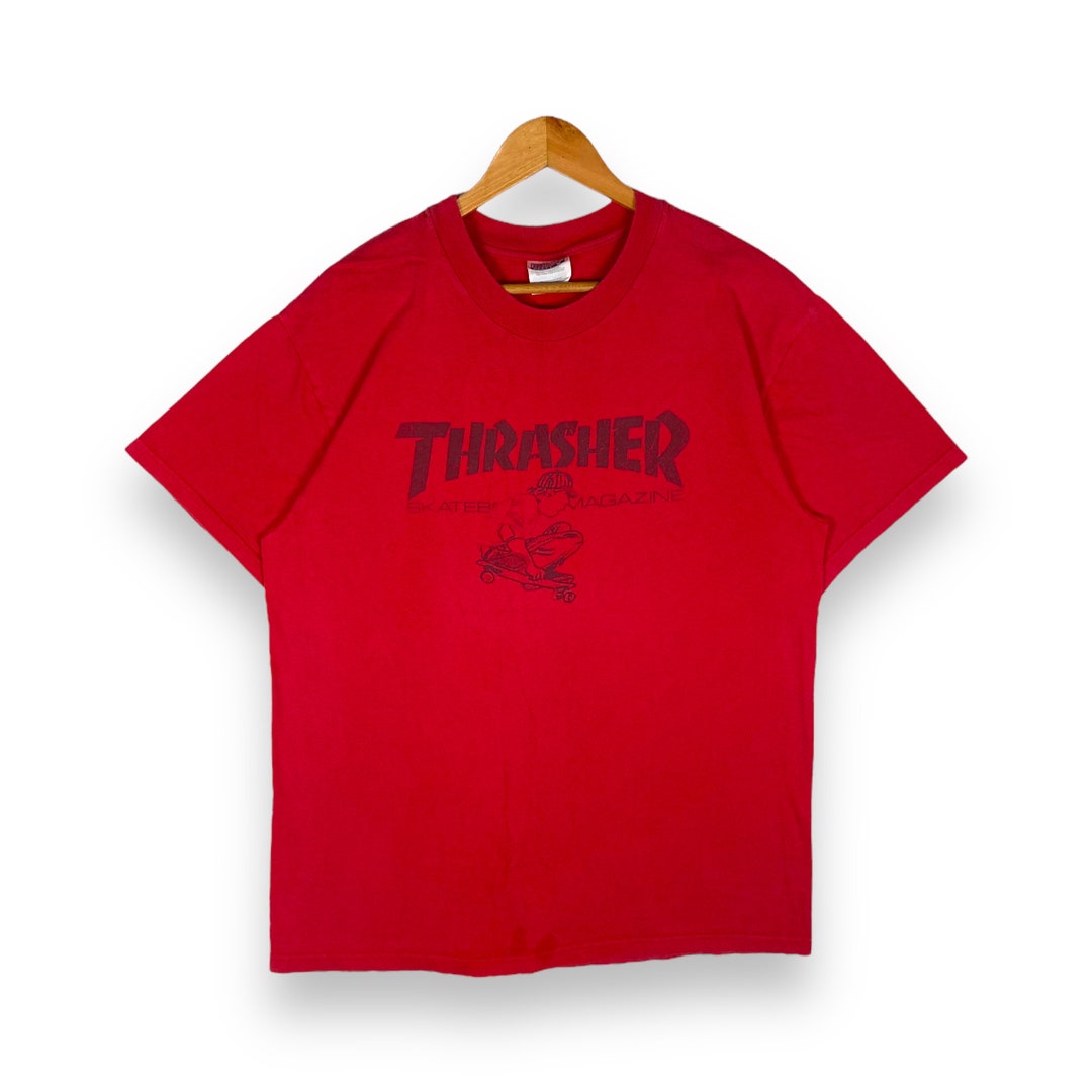 Rare Vintage THRASHER SKATEBOARD MAGAZINE Hanes Tag T Shirt Large Size ...