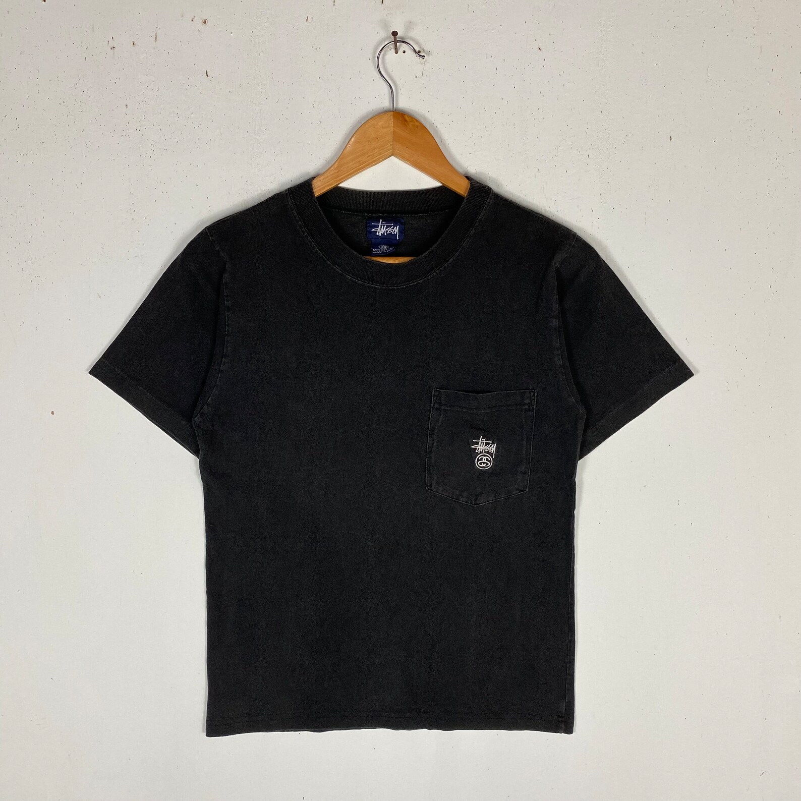 Rare Vintage 90's STUSSY Small Embroidered Logo Pocket T Shirt Extra ...